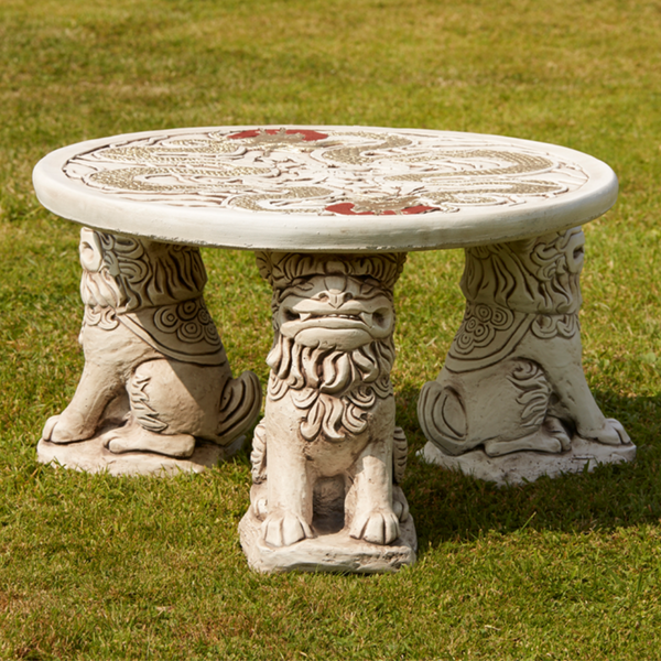 Foo Dog Table Oriental Garden Ornament – Regal Gardens